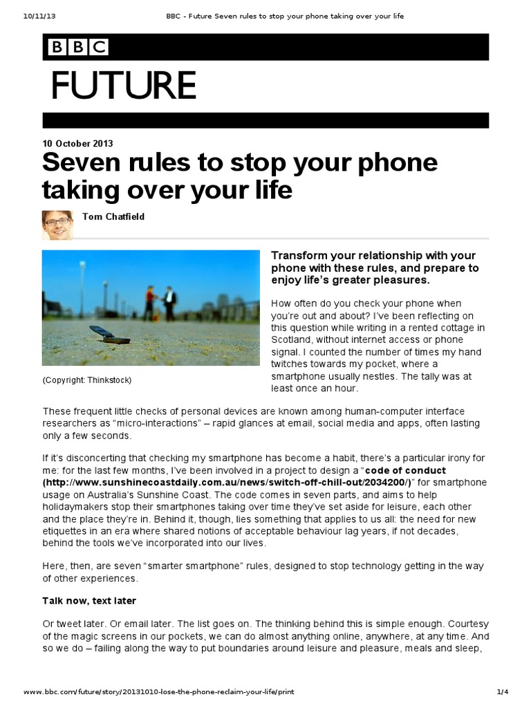 Future Seven Rules To Stop Your Phone Taking Over Your Life | PDF ...