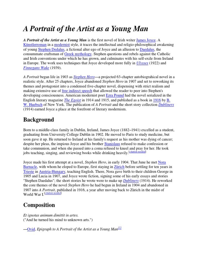 A Portrait of The Artist As A Young Man | PDF | A Portrait Of The ...