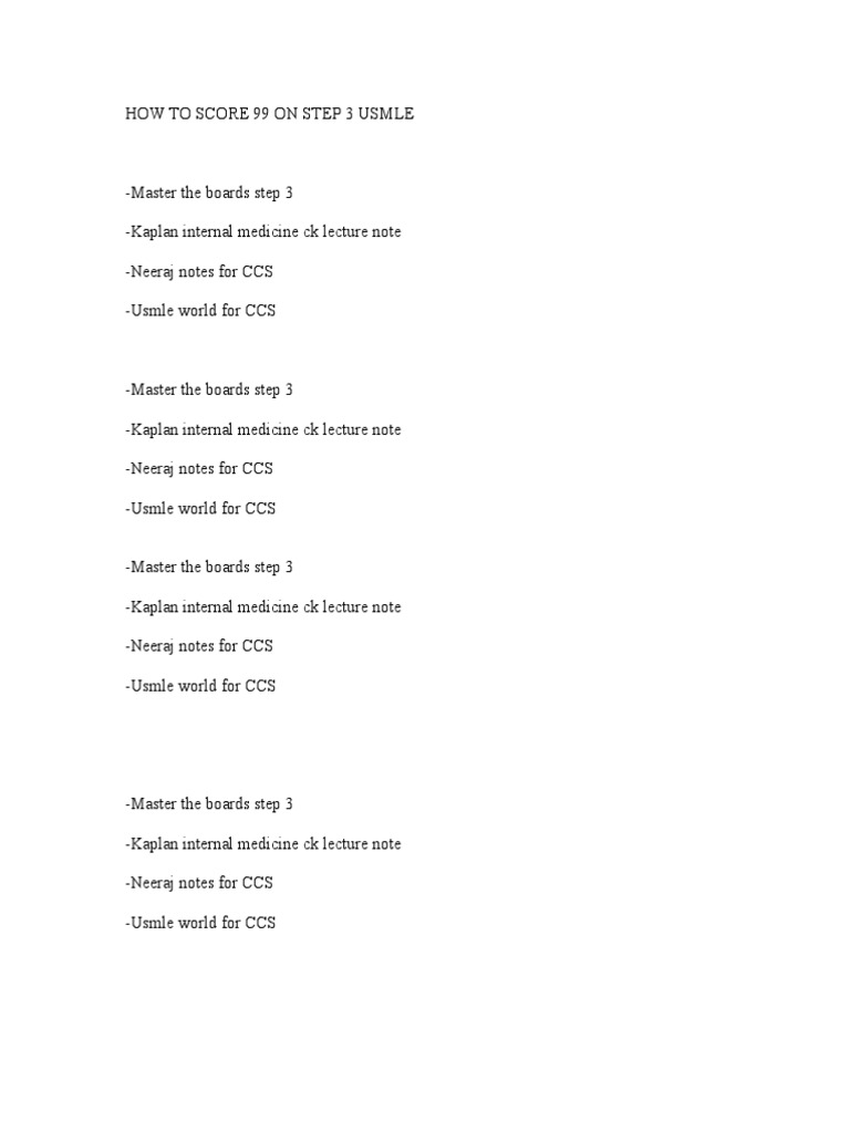 How To Score 99 On Step 3 Usmle | PDF