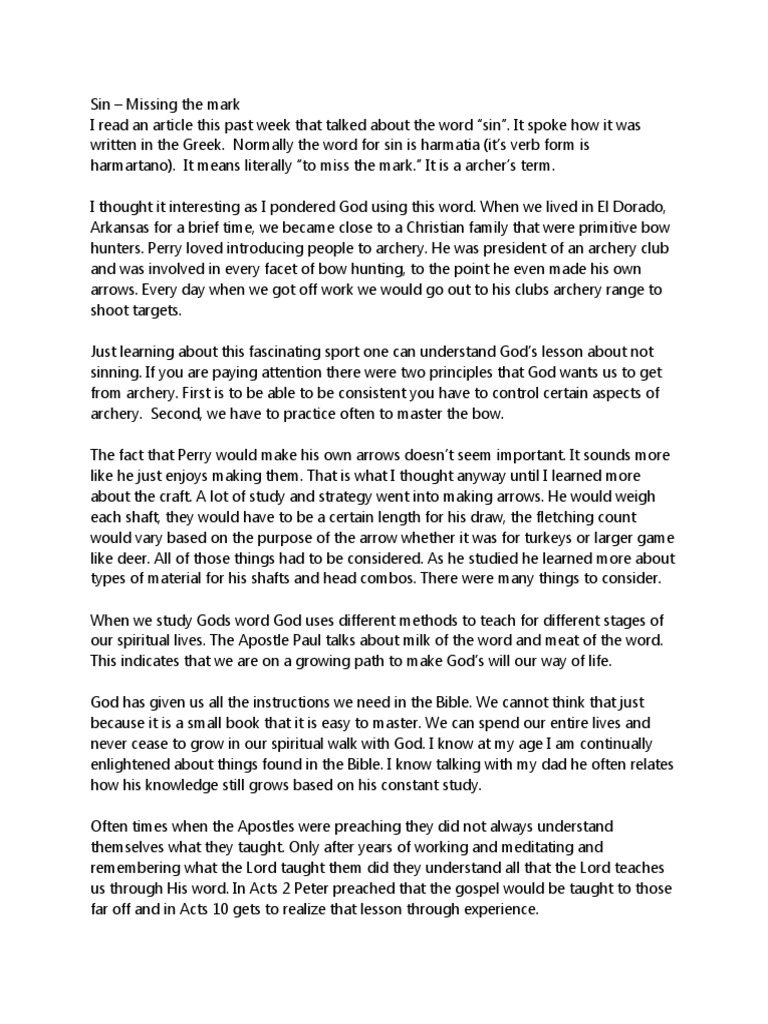 Sin Missing the Mark | Archery | Arrow