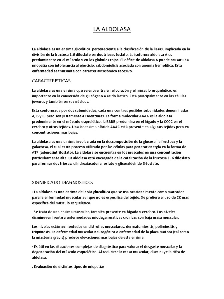 La Aldolasa | PDF | Fructosa | Músculo