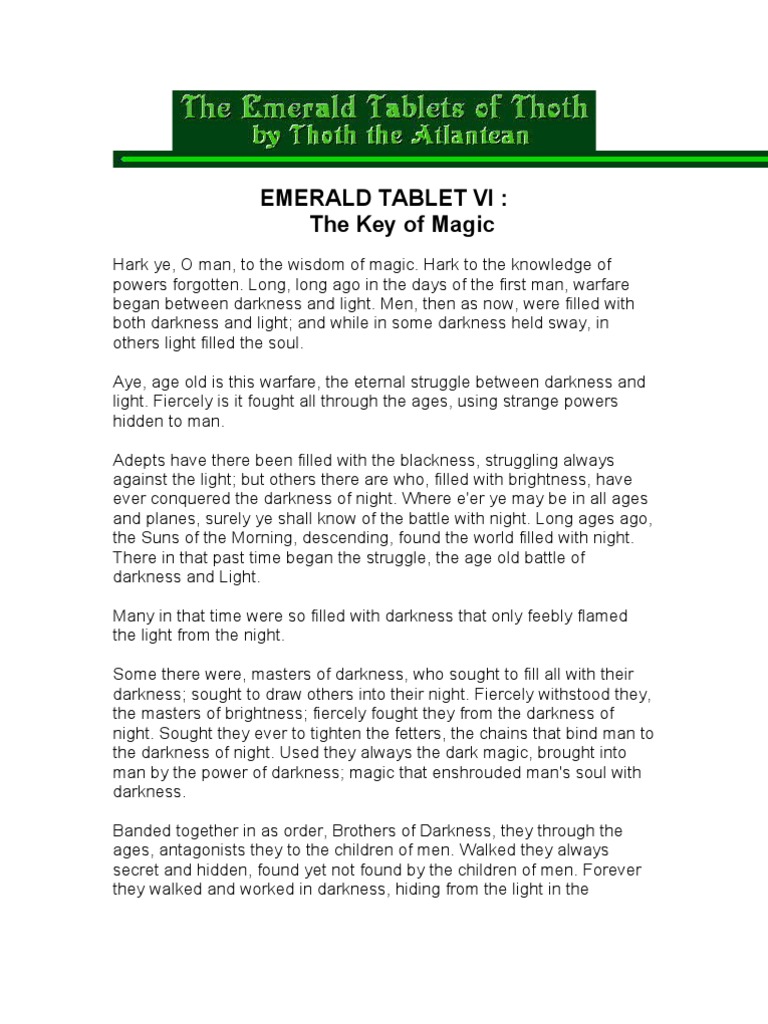 The Emerald Tablets of Thoth Toth The Atlantean - Table 06 | PDF | Thou