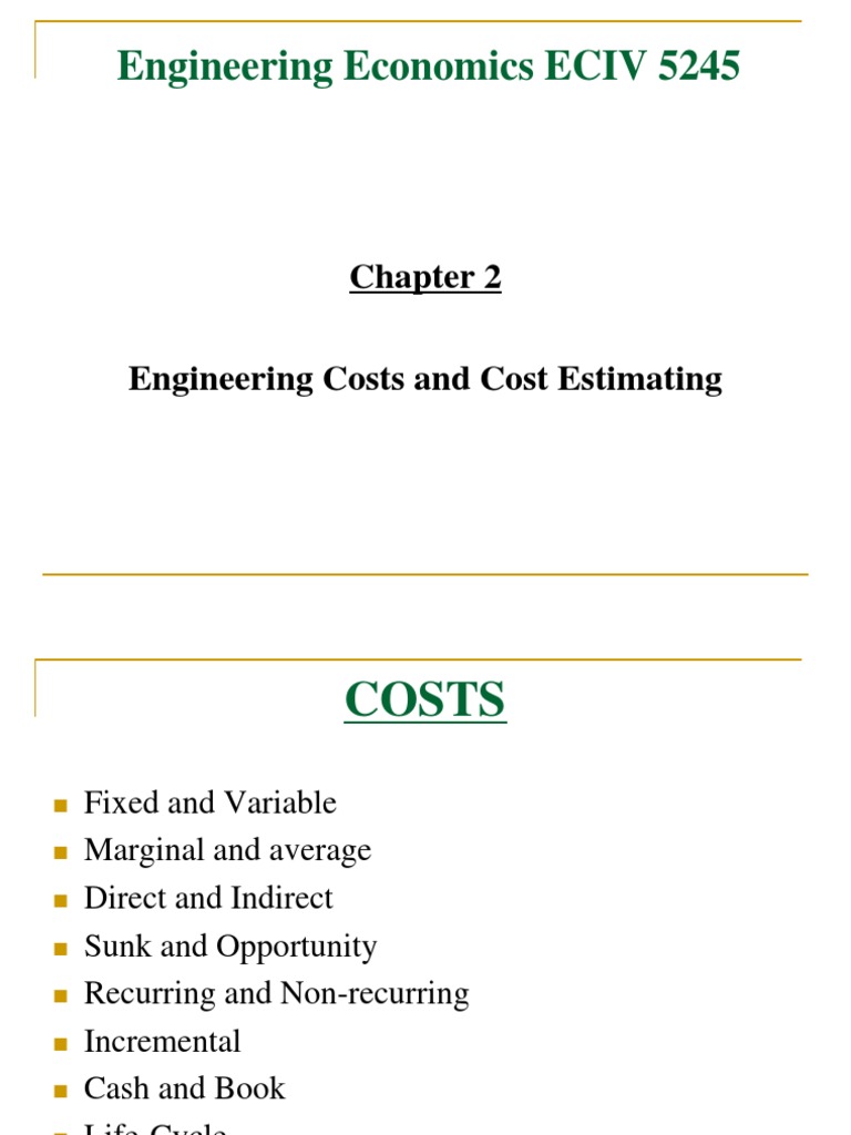 Chapter 2 Engineering Costs and Cost Estimating | PDF | Life Cycle ...