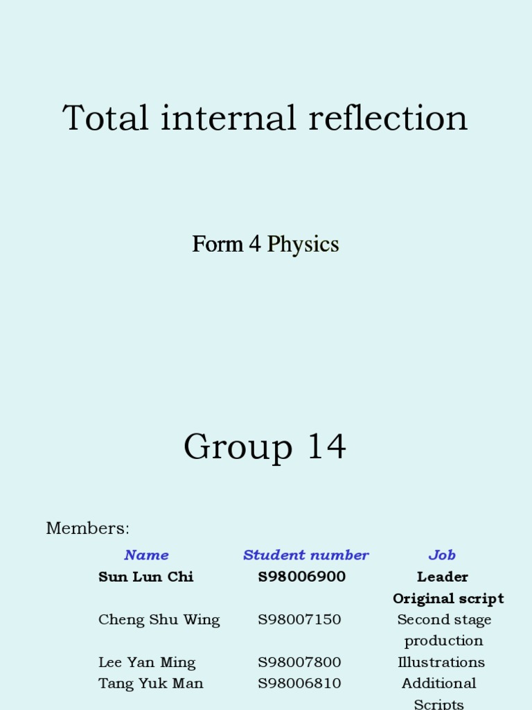 Total Internal Reflection Explained | PDF | Reflection (Physics ...