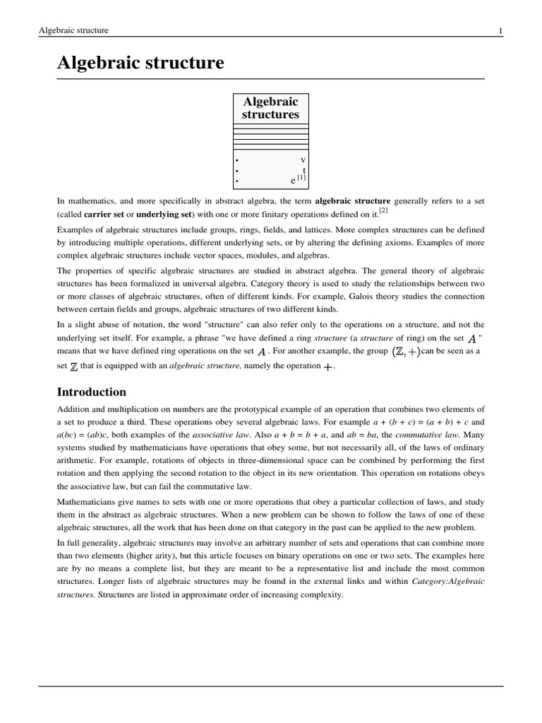 Algebraic Structure | PDF | Ring (Mathematics) | Mathematical Logic
