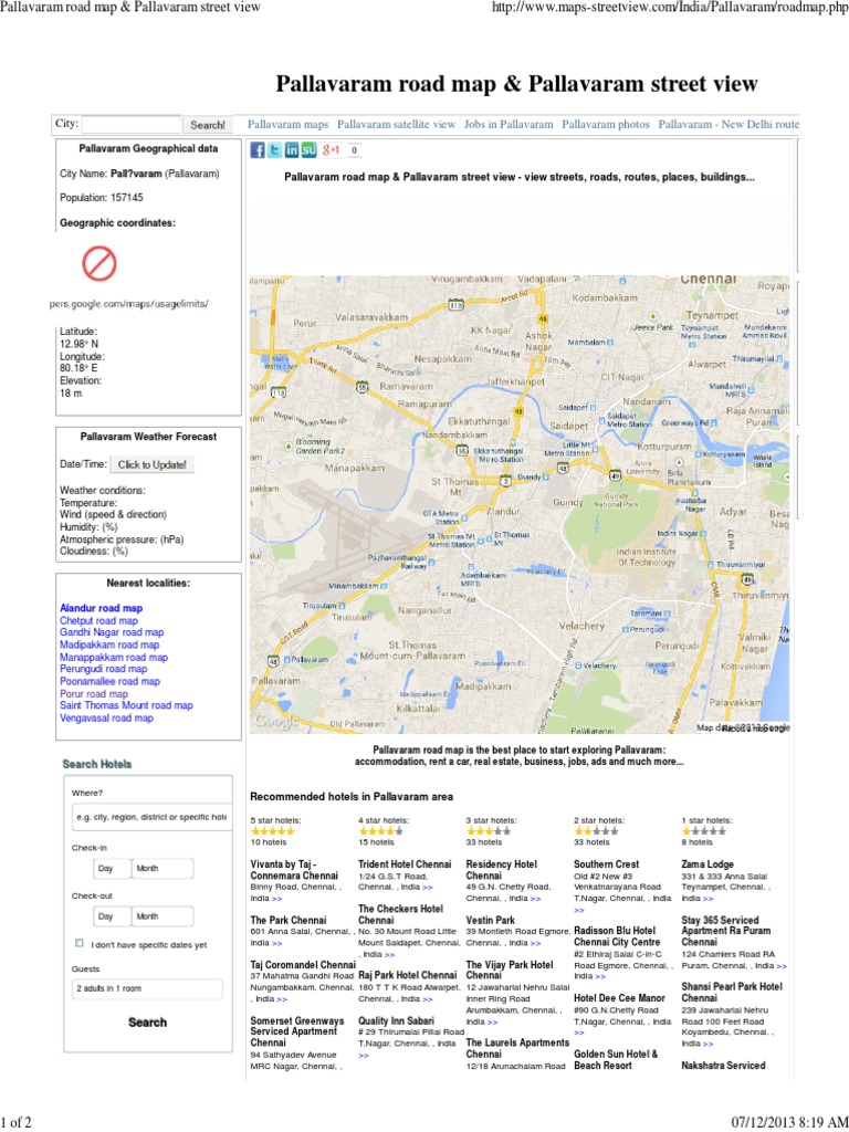 Pallavaram Road Map & Pallavaram Street View16 | PDF | Map | Hotel