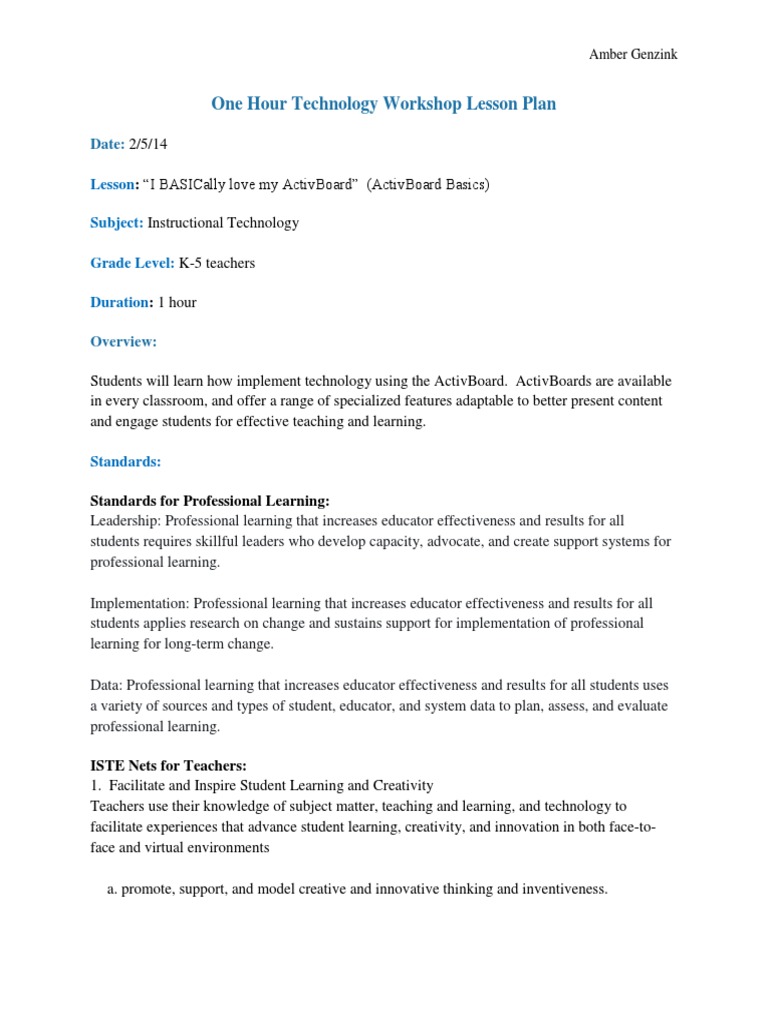 ActivBoard Basics Workshop Plan | PDF | Teachers | Creativity