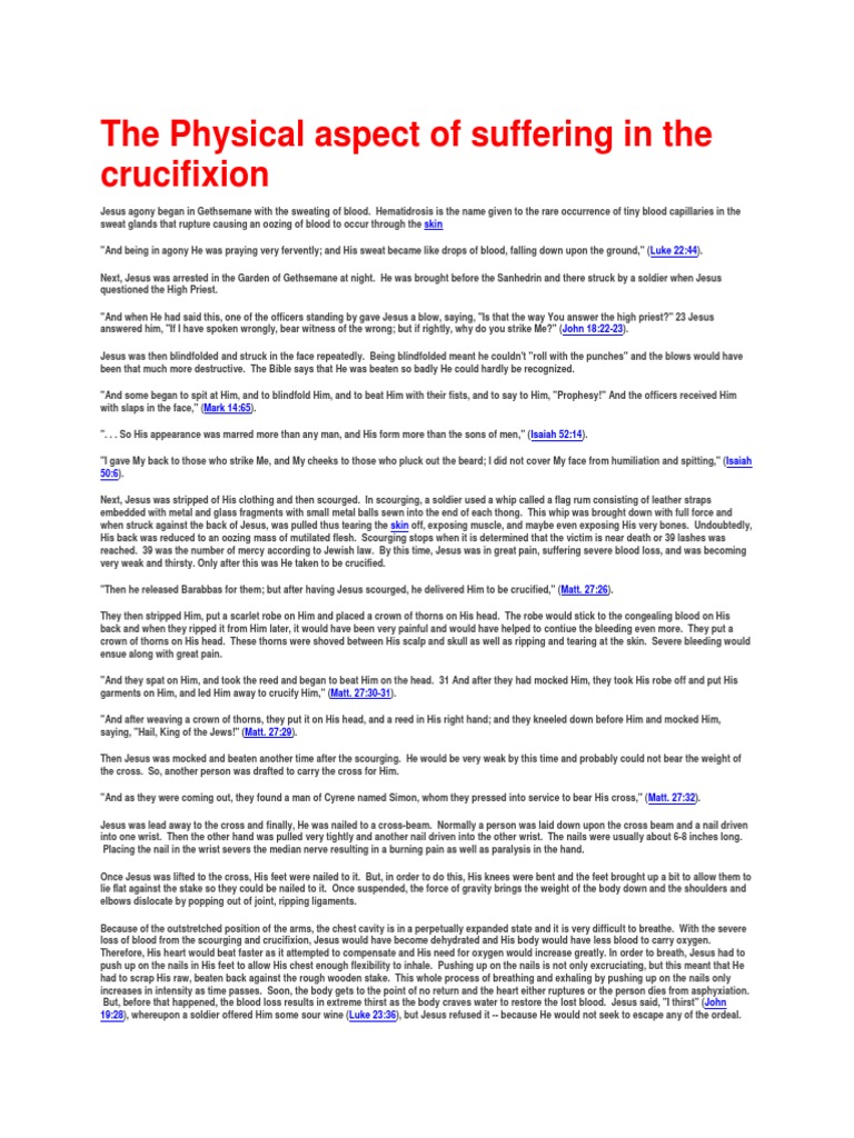 The Physical Aspect of Suffering in The Crucifixion | PDF | Crucifixion ...