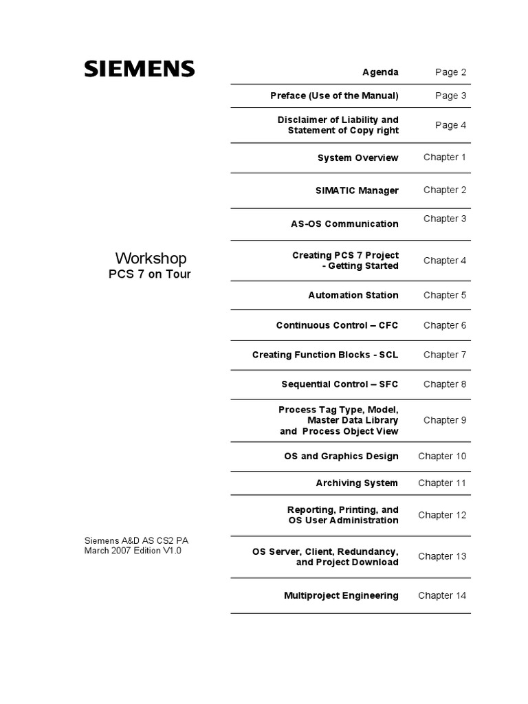 PCS7 On Tour Workshop - Overview | PDF | Automation | Software