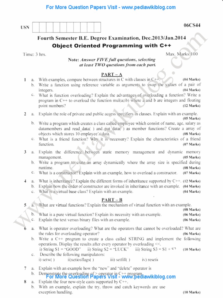 Object Oriented Programming With C++ Jan 2014 | PDF | C++ | Constructor ...