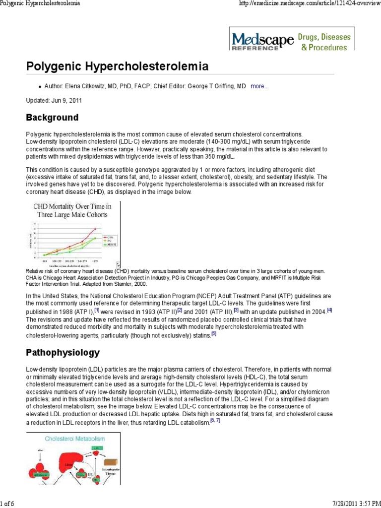 Polygenic Hypercholesterolemia | PDF | Low Density Lipoprotein ...
