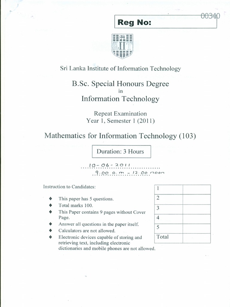 Mathematics For Information Technology 103 | PDF | Determinant | Velocity