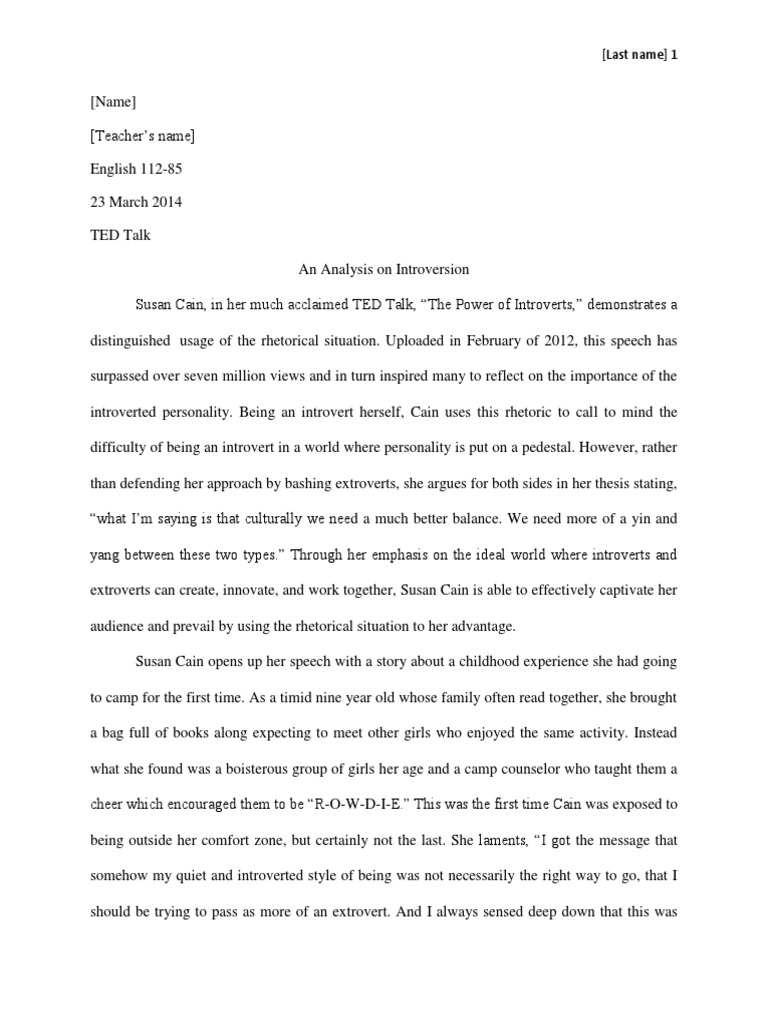 Rhetorical Analysis Rough Draft | PDF | Extraversion And Introversion ...