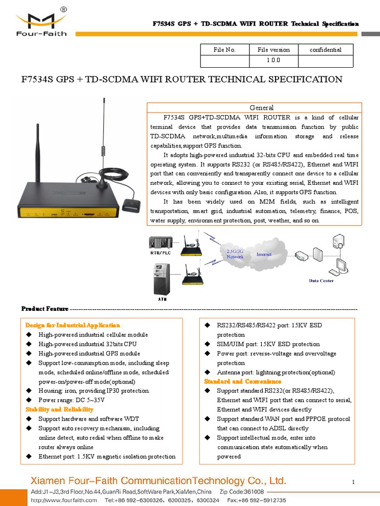 f7534s Gps+Td-scdma Wifi Router Technical Specification | PDF | Wi Fi ...