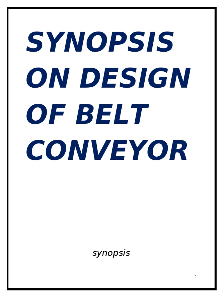 Project Report On Design of Belt Conveyor | PDF | Belt (Mechanical ...