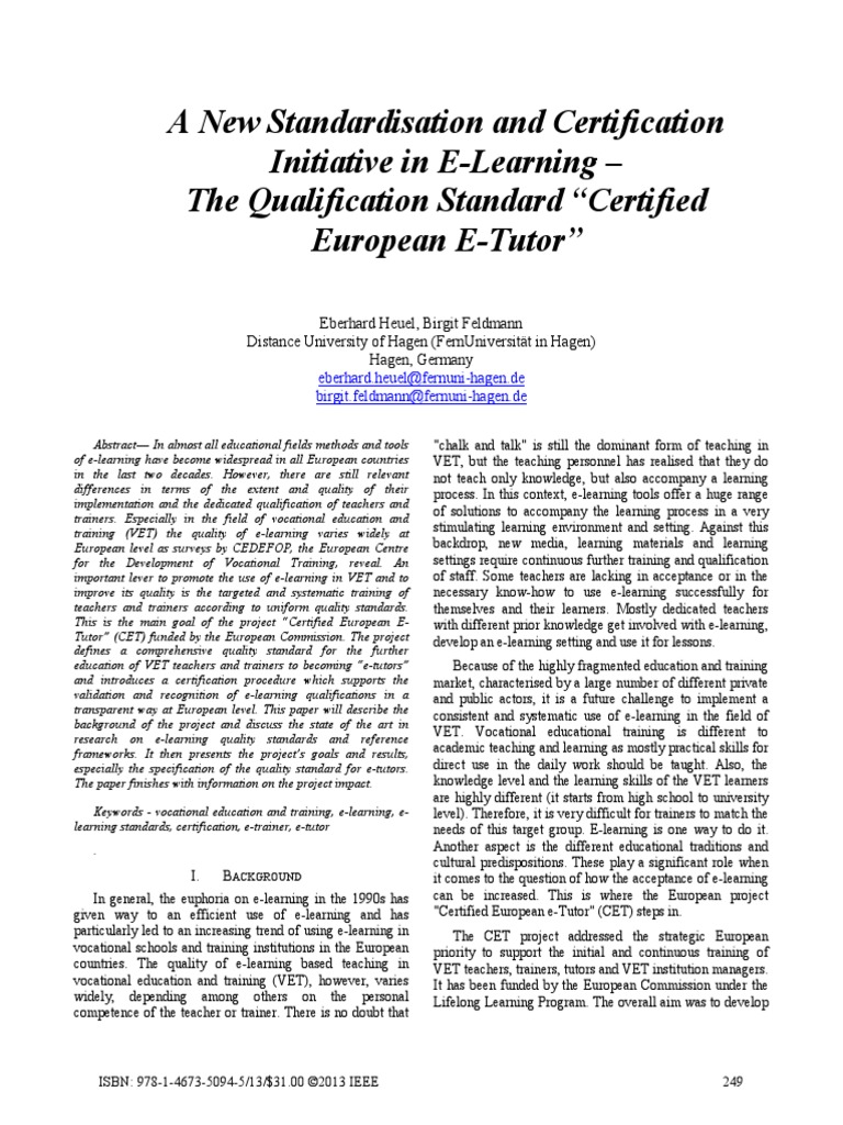 06644383A New Standardisation and Certification Initiative in E ...