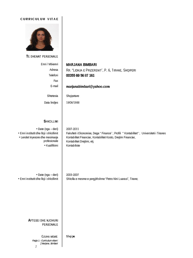 CV Format Shqip | PDF