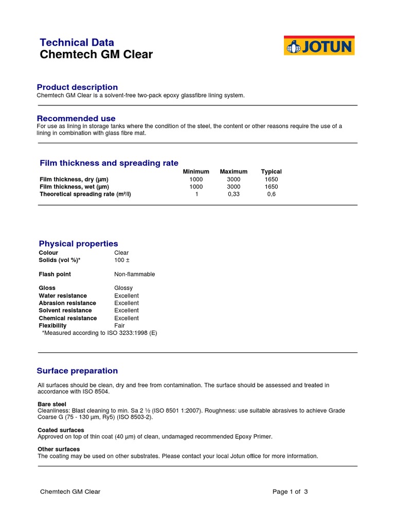 Chemtech GM Clear Epoxy Lining Guide | PDF | Epoxy | Paint