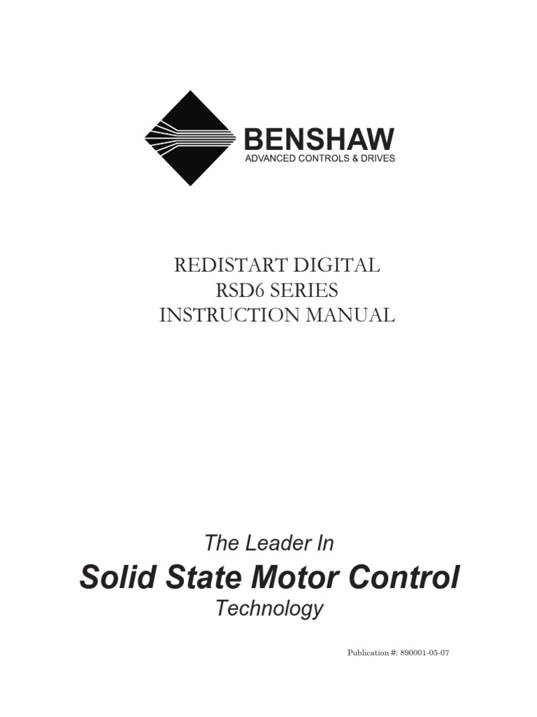 RSD6Series Benshaw SS | PDF | Relay | Electrical Wiring