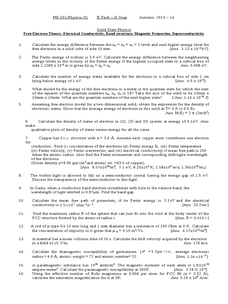 PH-201 Tutorial - 2 | PDF | Force | Phases Of Matter