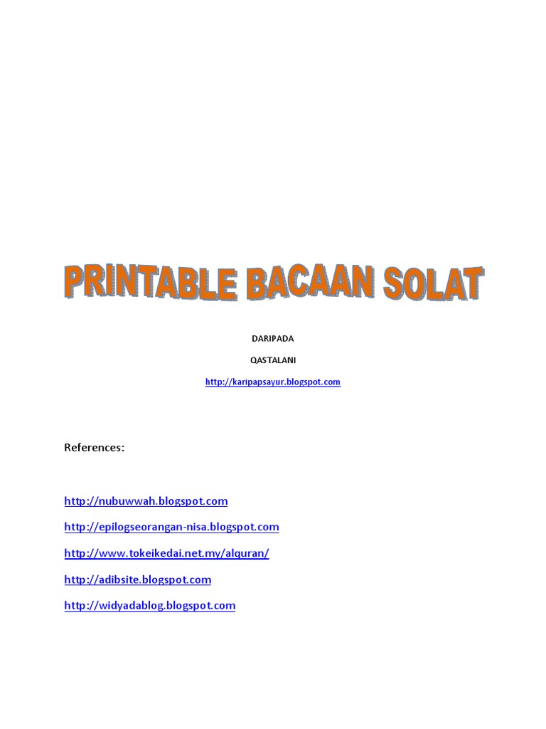 Printable Bacaan Solat Dan Terjemahan | PDF