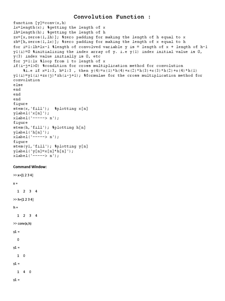 Convolution Function Matlab | PDF