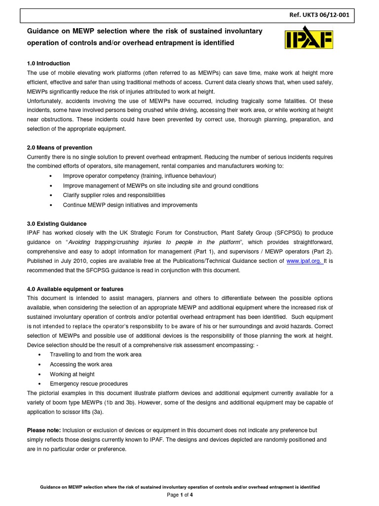 Guidance on Selection of Anti-Entrapment Devices for MEWPs | Safety ...