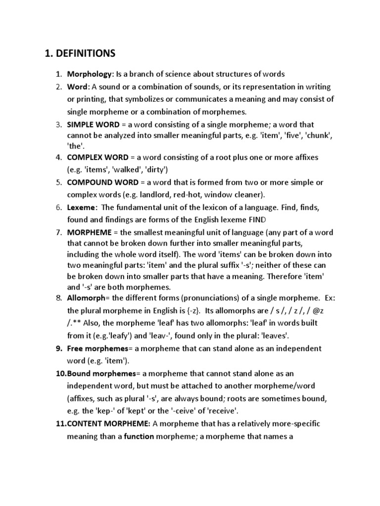 A Comprehensive Guide to Key Concepts in Morphology | PDF | Morphology ...