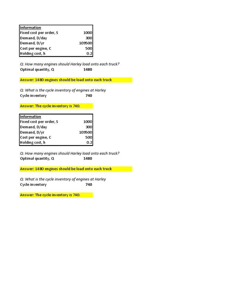 Information: Q: How Many Engines Should Harley Load Onto Each Truck? | PDF