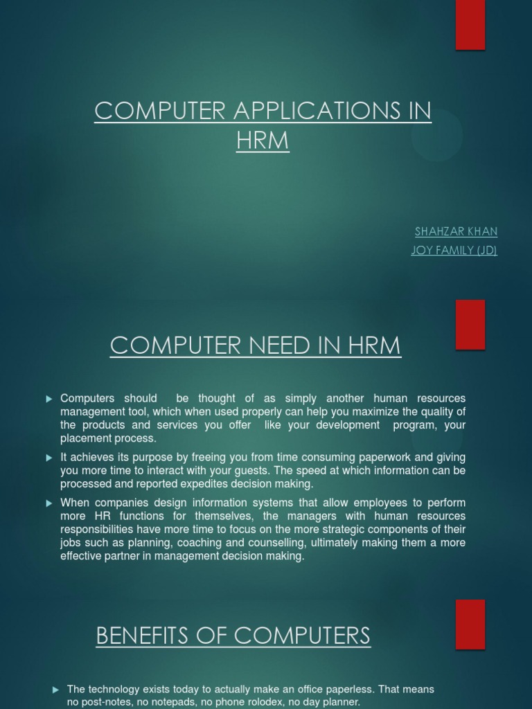 Computer Applications in HRM | PDF | Human Resource Management | Economies