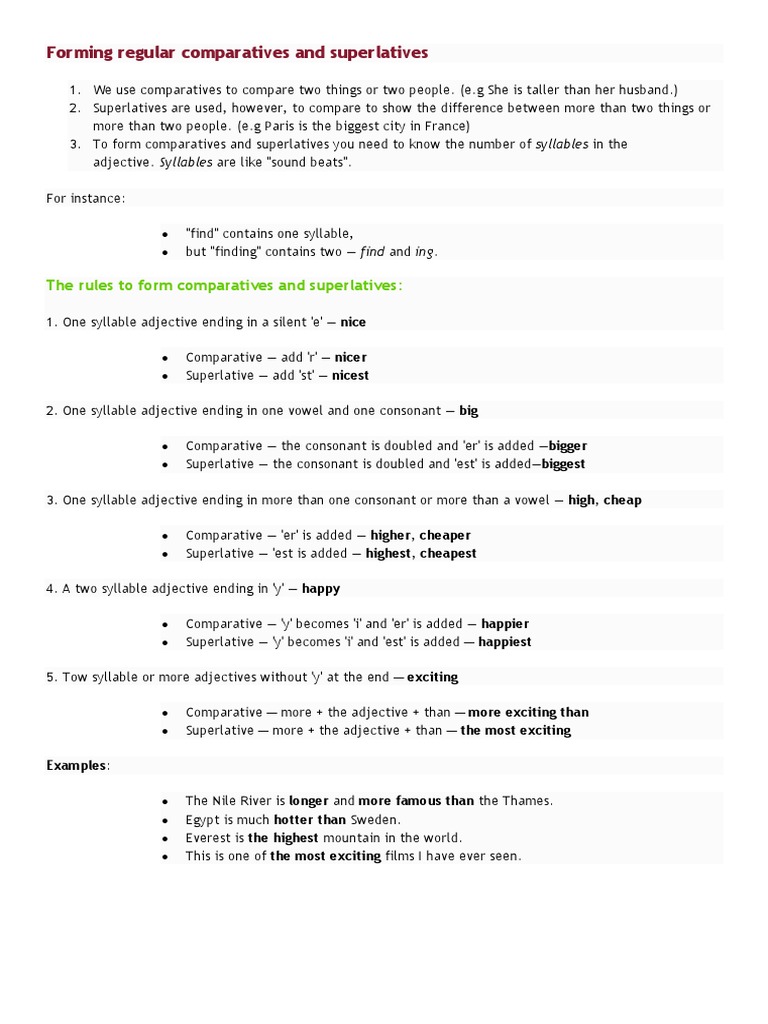 Forming Regular Comparatives and Superlatives | PDF | Rules | Semiotics