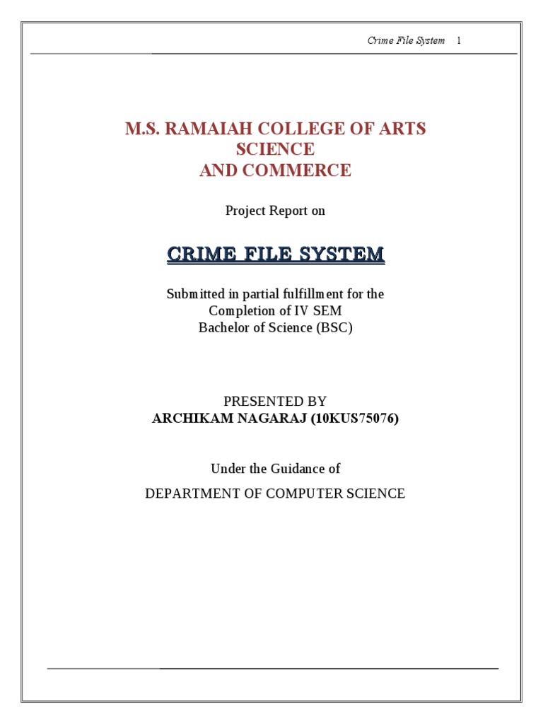 Crime File System Project Report | PDF | Relational Database ...