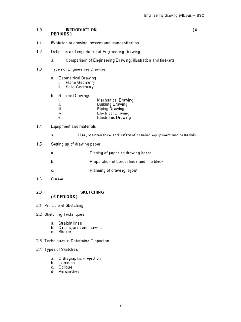 1.0 (4 Periods) : Engineering Drawing Syllabus - ISSC | PDF | Tangent ...
