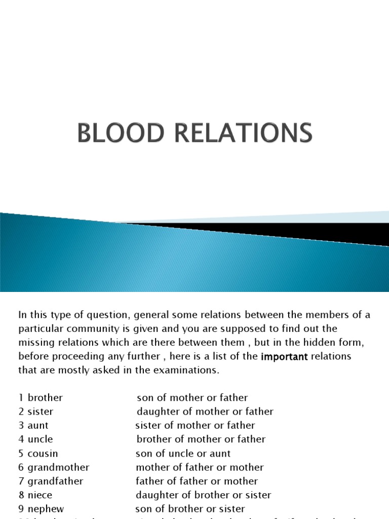 Blood Relations | PDF | Living Arrangements | Family