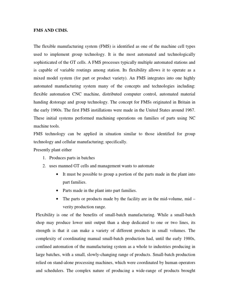 FMS Automation for Small-Batch Manufacturing | PDF | Automation | Machines