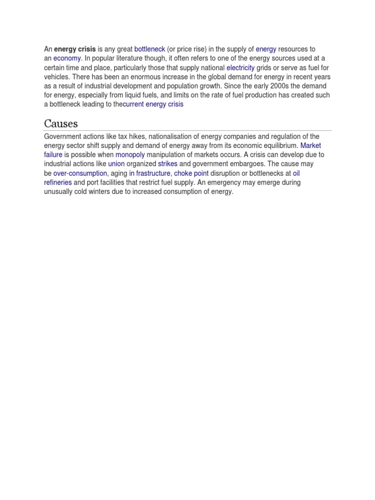 Understanding Energy Crises and Causes | PDF | Technology & Engineering