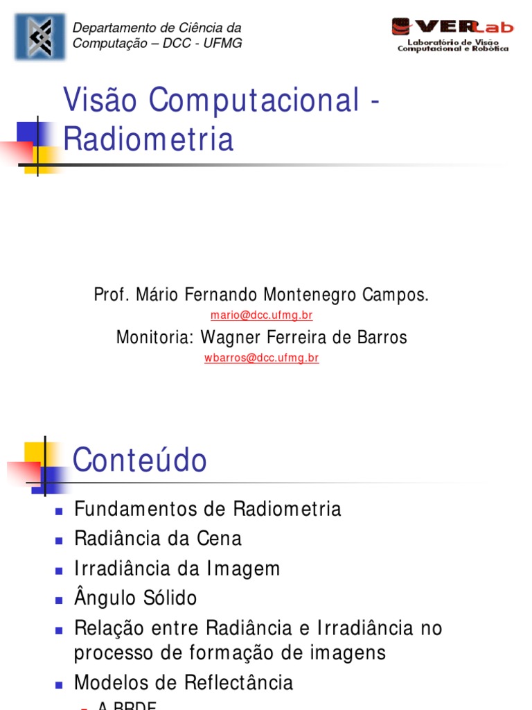 Angulo Solido Radiometria | PDF | Lente (ótica) | Reflexão (Física)