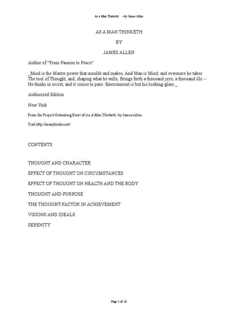 As A Man Thinketh | PDF | Virtue | Mind