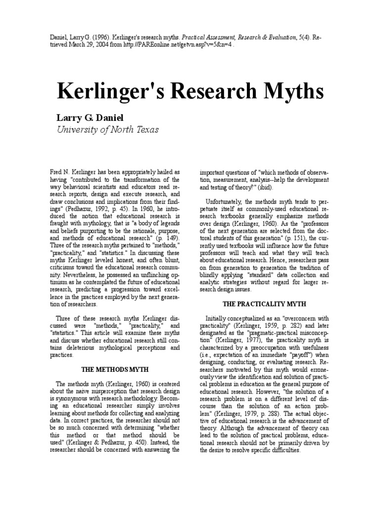 Kerlinger Myths | PDF | Statistics | Data