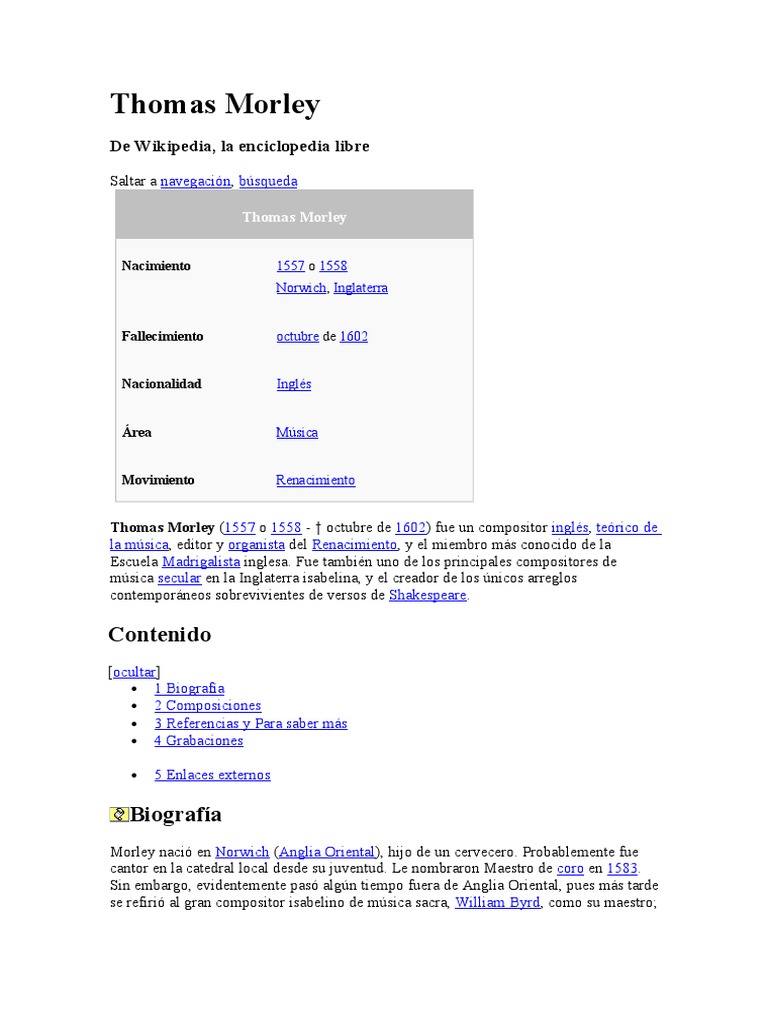 08 Thomas Morley | PDF | Música clásica | Personas