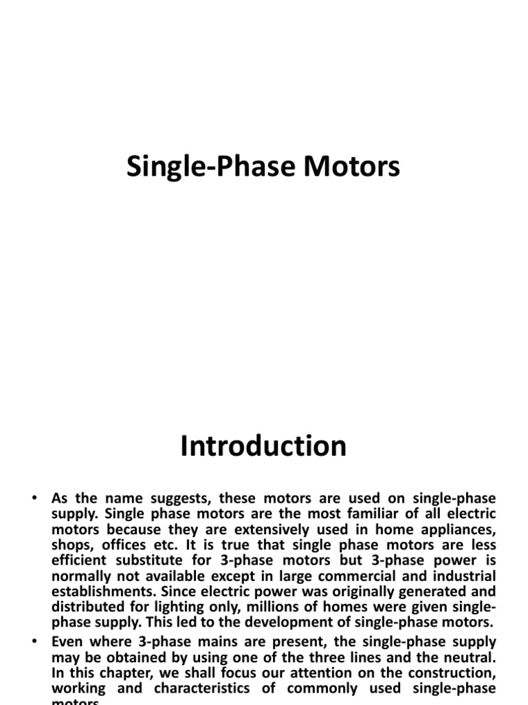Types and Features of Single-Phase Motors | PDF | Power (Physics ...