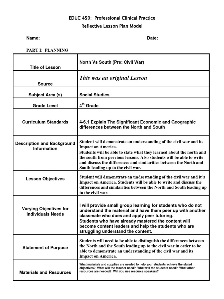 Lesson Plan Number 4 | Differentiated Instruction | Lesson Plan
