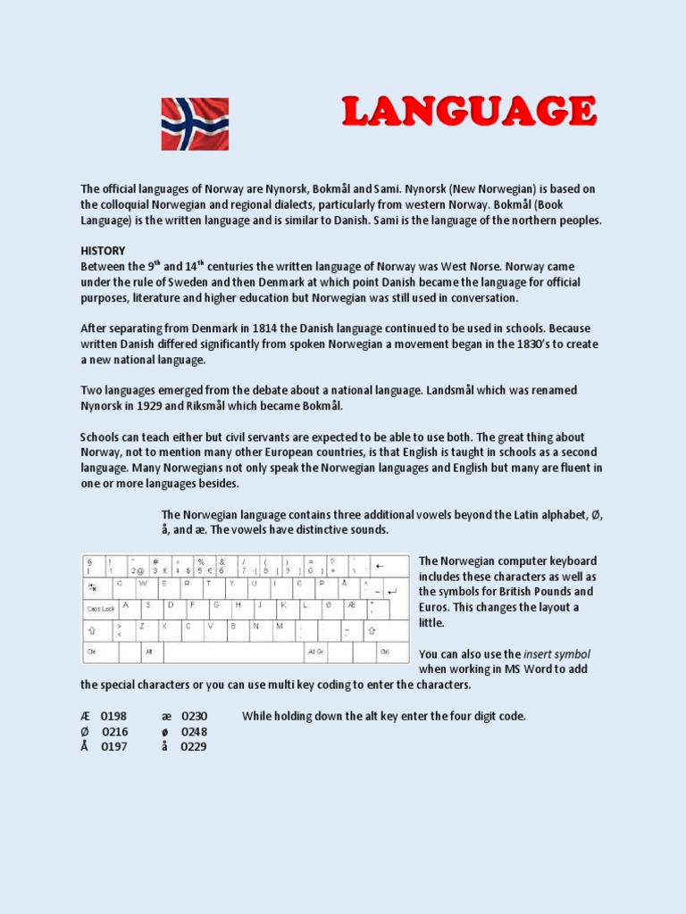 Norwegian Language Overview | PDF