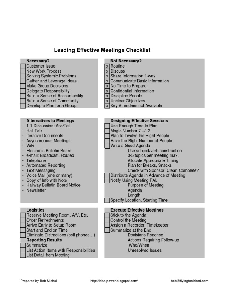 Effective Meeting Checklist | Internet Forum | Computing
