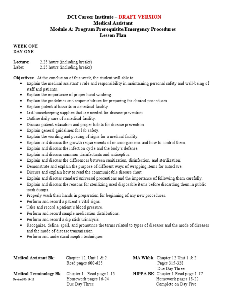 DCI Career Institute - Medical Assistant Module A: Program Prerequisite ...