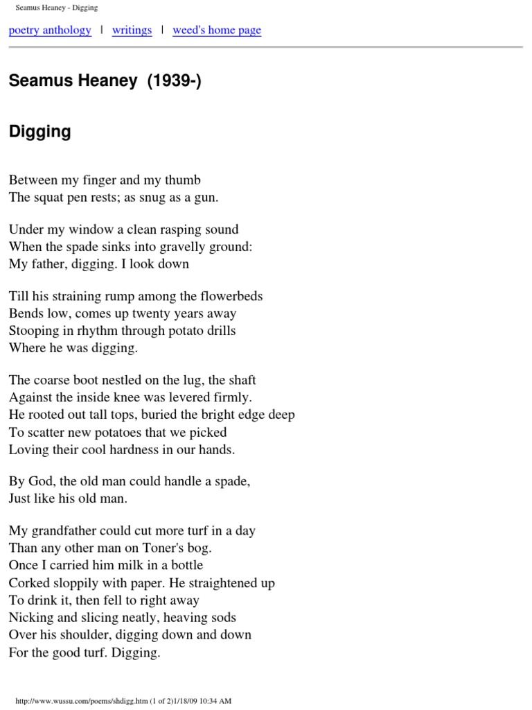 Heaney's "Digging": A Poetic Legacy | PDF | Religion & Spirituality ...