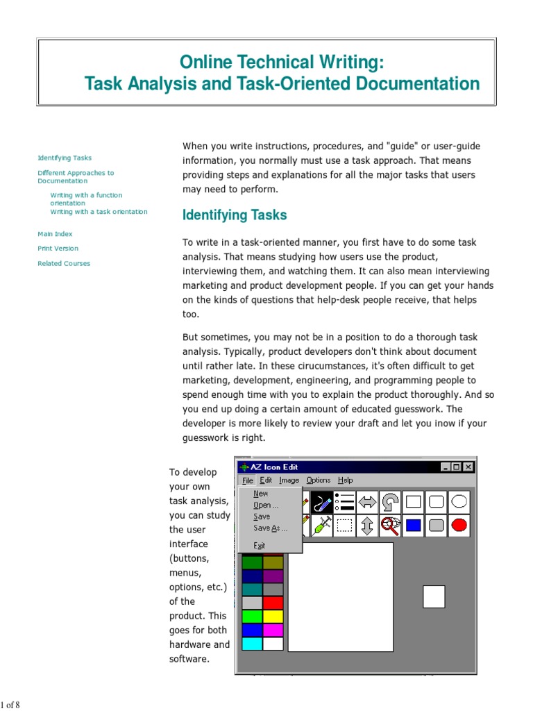 Online Technical Writing Task Analysis and Task-Oriented Documentation | PDF | Icon (Computing ...