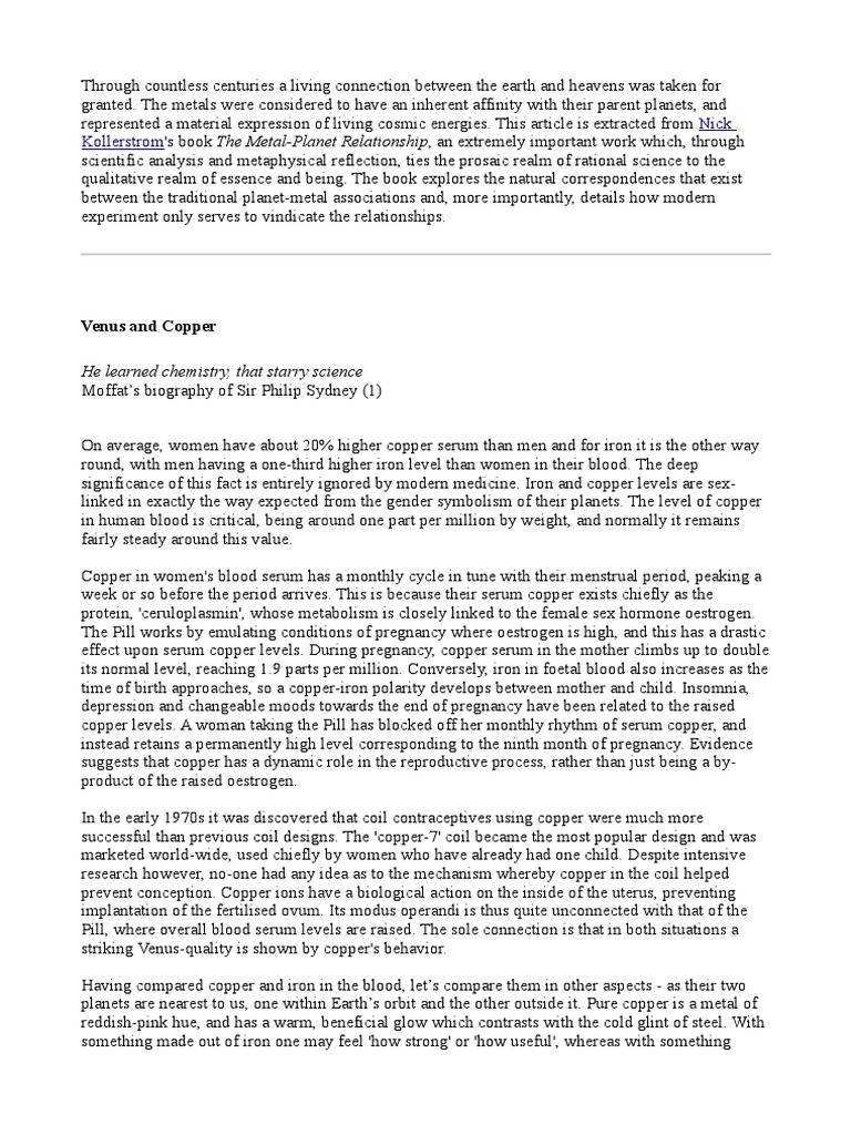 Venus and Copper | PDF | Copper | Venus