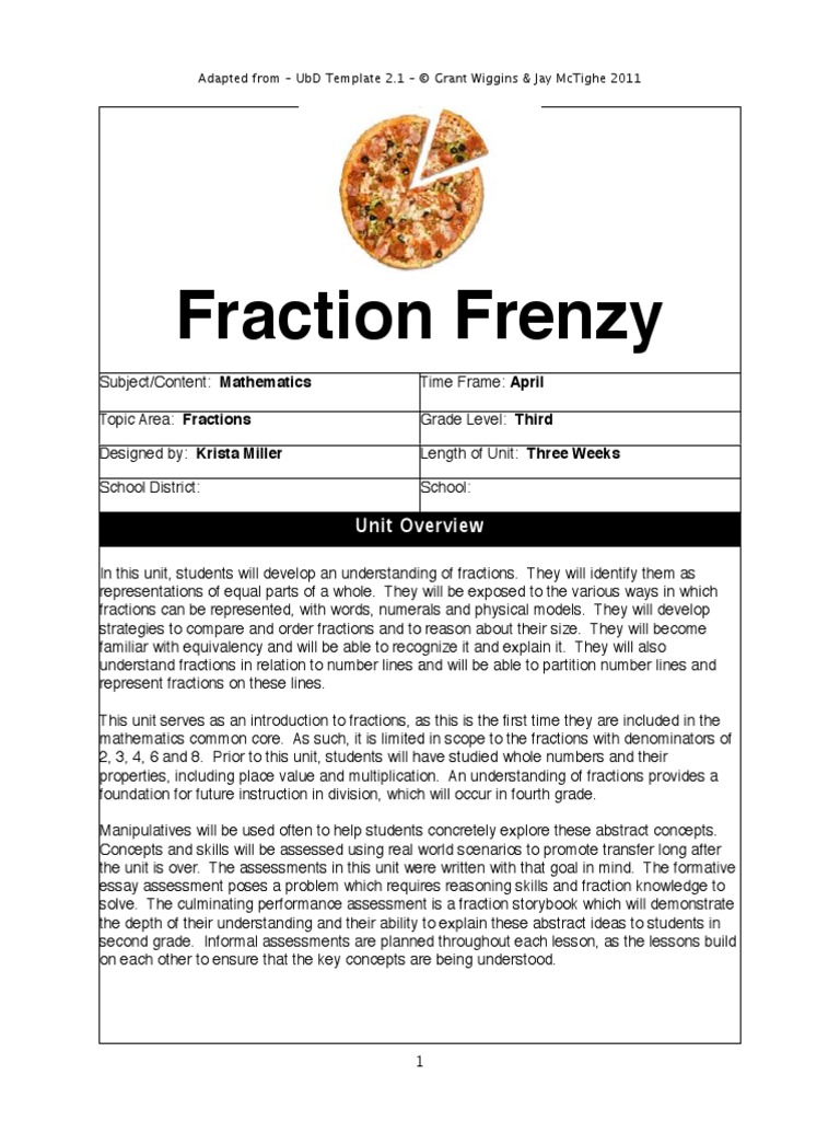 Fraction Unit - Final PDF | PDF | Fraction (Mathematics) | Understanding