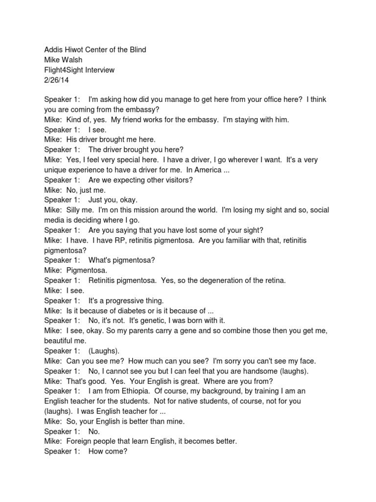 Ethiopia - Addis Hiwot Center of The Blind | Download Free PDF | Visual ...